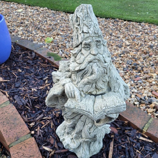 Stone Garden Tree Wizard Hand Cast Statue Ornament - Etsy UK