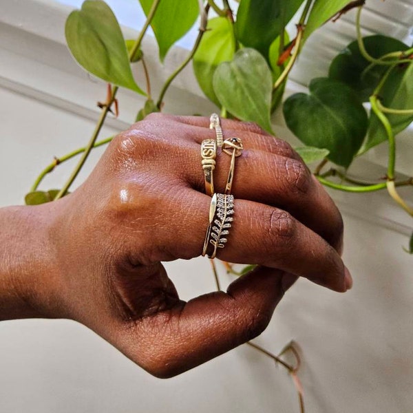 14K Solid Gold Rectangle Bar Ring, Plain Stacking Ring, Thin Gold ...