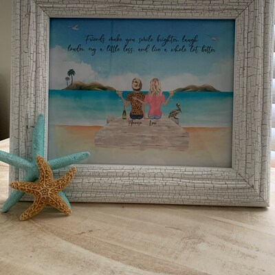 Personalized Gift, Tropical Island Friend Print, Personalized Friends ...