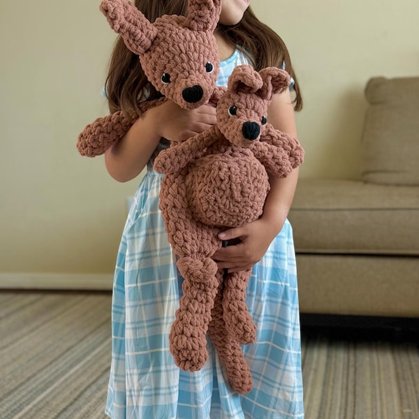 Kith + Kin Knotted Lovey — Crochet Kangaroo PATTERN - Etsy