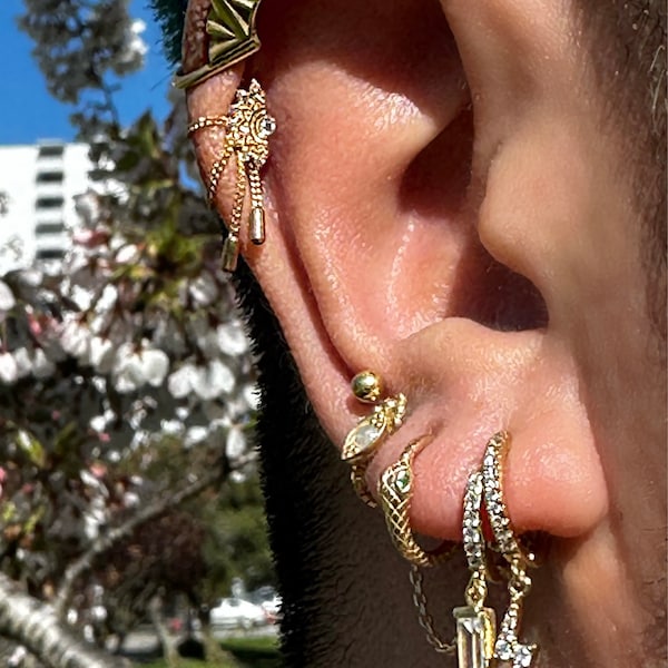 14k Solid Gold Snake Helix Daith Rook Conch Ring Septum Hoop Snake ...