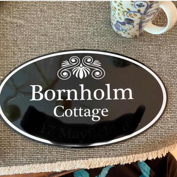 Personalized Home Address Number and Last Name Sign Aluminum Oval 12" X ...