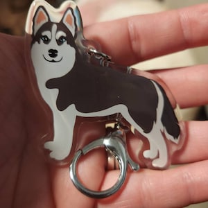Rough Collie Keychain Cute Charm Clear Plastic and Resin Silver Key ...