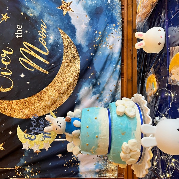 Over the Moon Cake Topper, Stars, Clouds & Moons Baby Shower Theme ...
