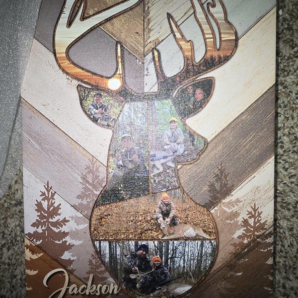 Personalized Deer Hunting Photo Collage Canvas, Custom Hunters Gift ...