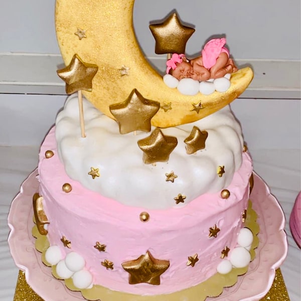 Moon With Baby Cake Topper, Moon With Baby Gender Reveal, Gender Reveal ...
