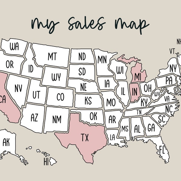 Sales Map Digital Download, for Procreate or Print, Instant Download US ...