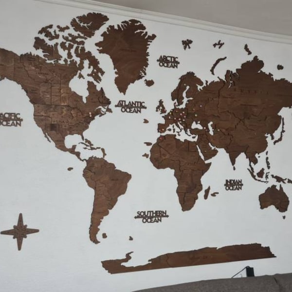 3D Wooden World Map, Wall Art Decor, Office Decor, Housewarming and ...