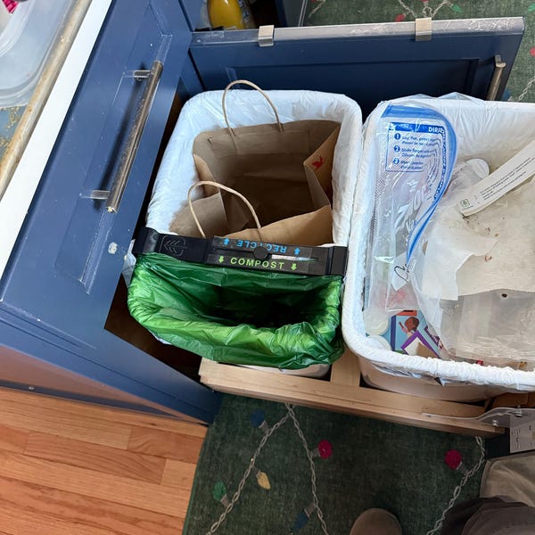 Trash Can Divider for Compost and Recycle Kitchen Waste Organizer ...