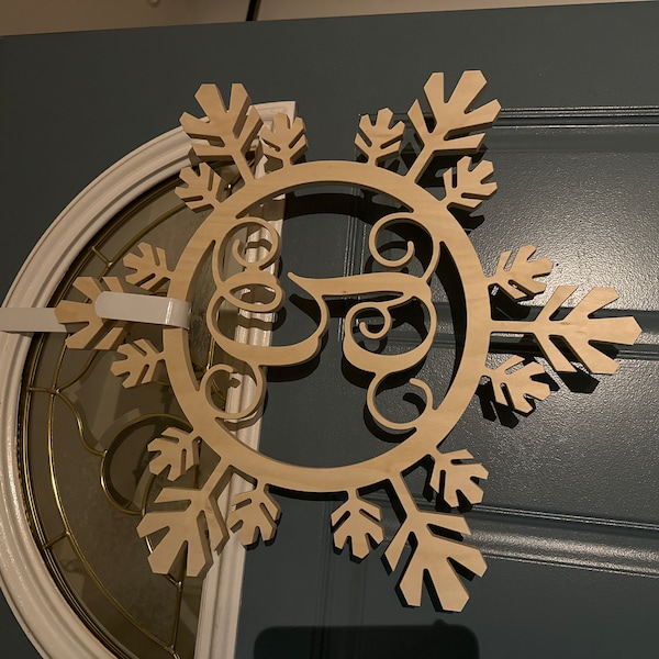 Wooden Snowflake Monogram, Wood Painted Monogram, Christmas Door Sign ...
