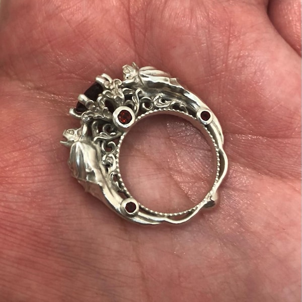 Bat Ring With Ruby Low Bezel Gothic Ring Gothic Jewelry Unisex Handmade ...