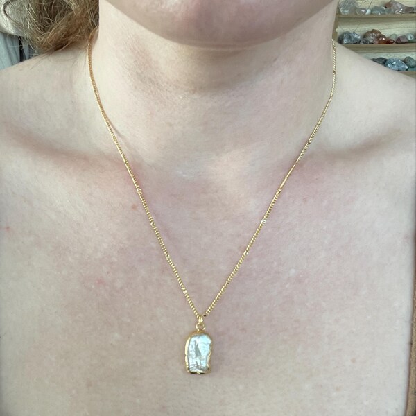 Pearl Necklace, Pearl Pendant Necklace, Gold Pearl Necklace, Gold ...