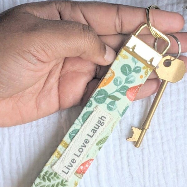 Personalized Keychain, Flower Embroidered Key Fob, Personalized ...