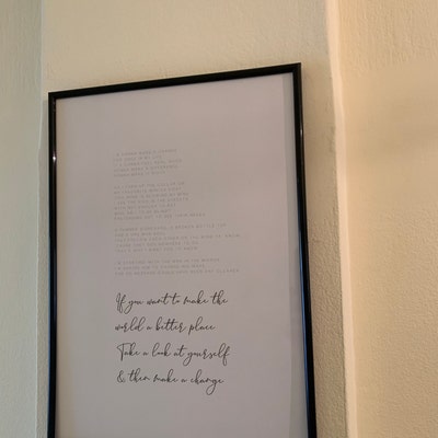 Michael Jackson Song Lyrics, Quote Art Print, Printable Lyrics PDF ...