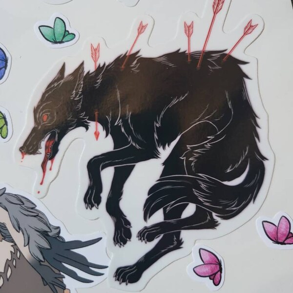 Black Wolf Chained | Red Background | Wolf Wall Art | Gothic Home Decor ...