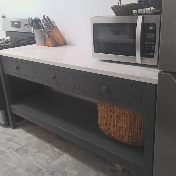 Big Kitchen Work Table/island With Butcher Block or Pine Top. + 3 Big ...