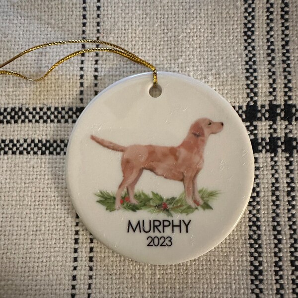 Red Labrador Retriever Christmas Ornament, Personalized With Your Dog's ...