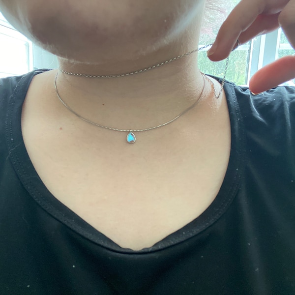 Aurora Moonstone Droplet Pendant Necklace in Sterling Silver, Lab ...