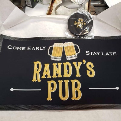 Personalized Pub Coasters Set of 2 With Rubber Backing - Etsy