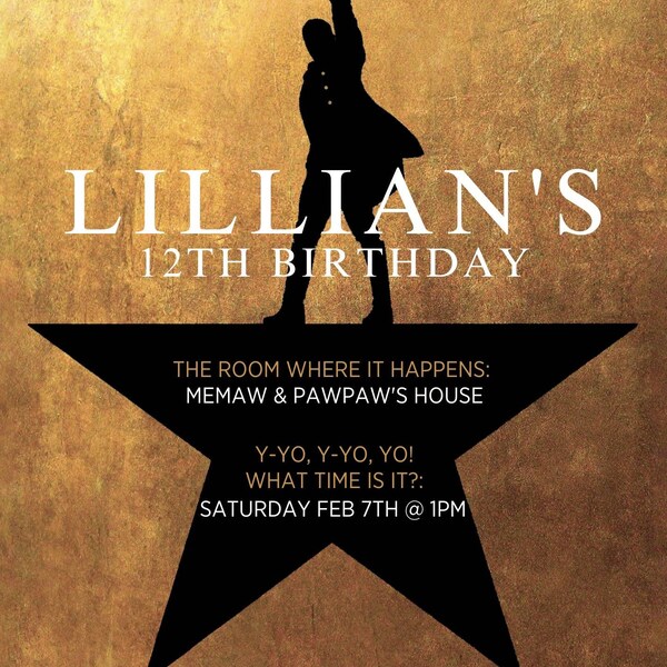 Hamilton Birthday or Watch Party Invitation - Etsy