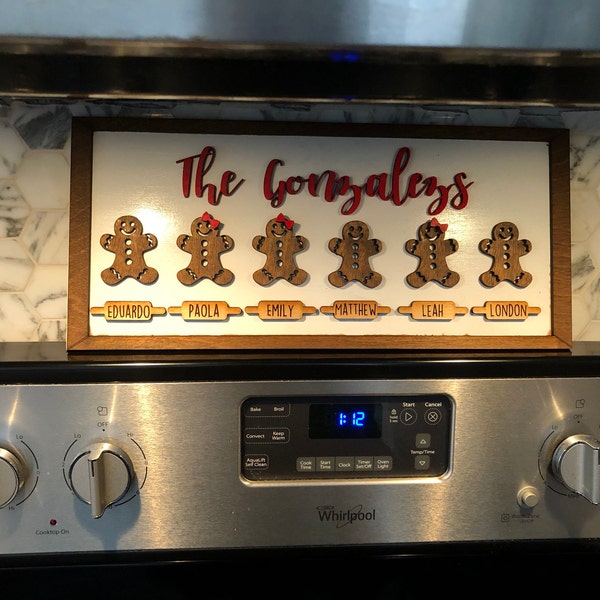 Gingerbread Family Sign, Christmas Home Decor, Personalized Gingerbread ...