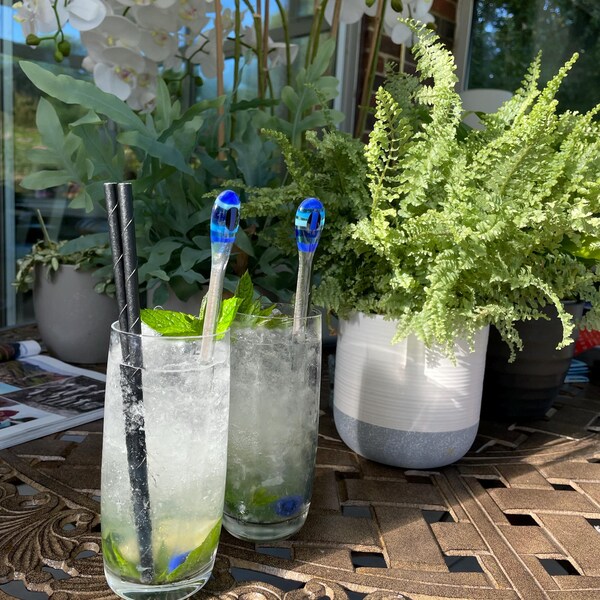 Handmade Personalizable Fused Glass Drink Stirrer, Cocktail Stirrer ...