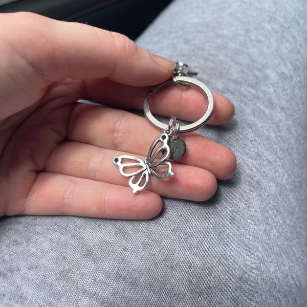 Silver Butterfly Charm Keychain, N131B - Etsy