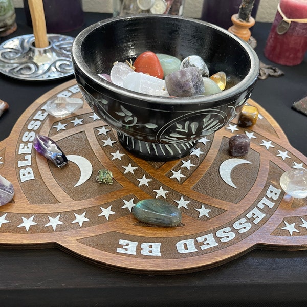 Altar Plate Laser-engraved on Poplar Wood and Hand-painted - Wicca ...