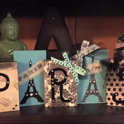 Turquoise Cream Black Paris Letter Blocks,paris Decor,paris Theme,paris ...