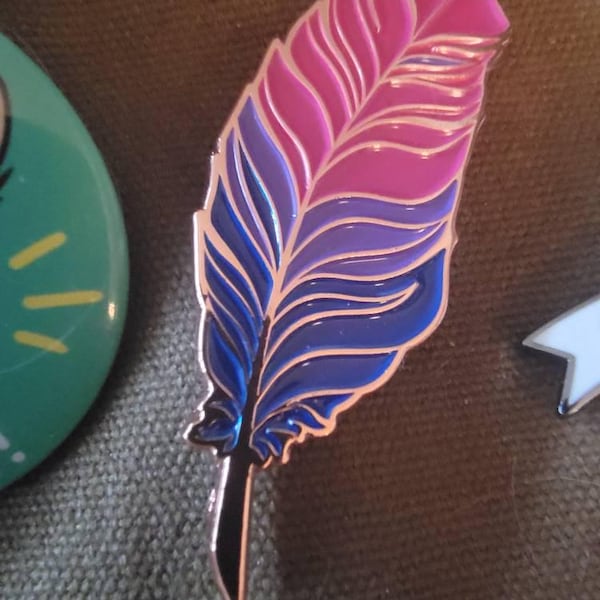 Bi Bisexual Pride Feather Enamel Pin LGBT - Etsy