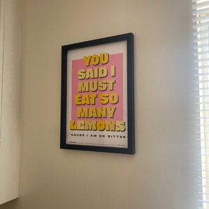 Eat so Many Lemons Lyrics Print Music Print A5 A4 A3 - Etsy