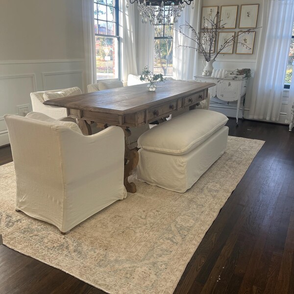 5x9 Mid Century Modern Rug, Living Room Decor, White Turkish Rug ...