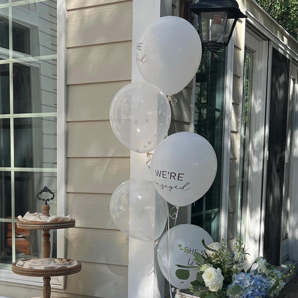 White Enagagement Balloon Decorations, She Said Yes Balloons ...