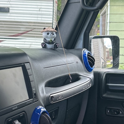 Cartoon Cat Car Review Mirror Decor, Cute Cat Figurine, Kawaii Car ...