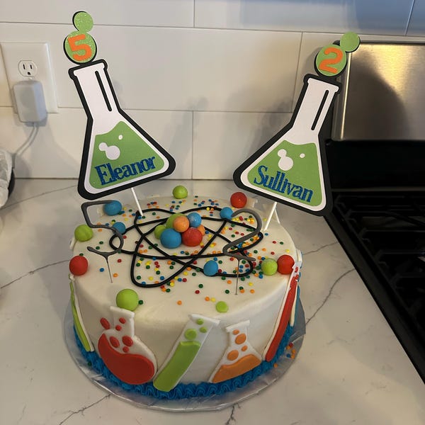 Personalized Science Birthday Cake Topper: Flask, Beaker, Test Tube - Etsy