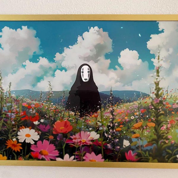 Studio Ghibli Poster, No Face Digital Art Print, Spirited Away Inspired ...