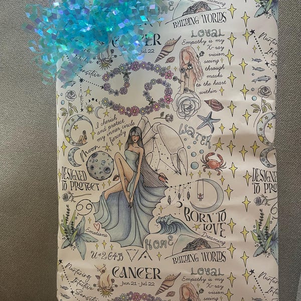 Zodiac Wrapping Paper Aquarius Birthday Decoration Wrapping Paper Roll ...