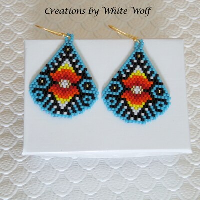 Teardrop Beaded Earrings Pattern, Beading Pattern, Seed Bead Pattern ...