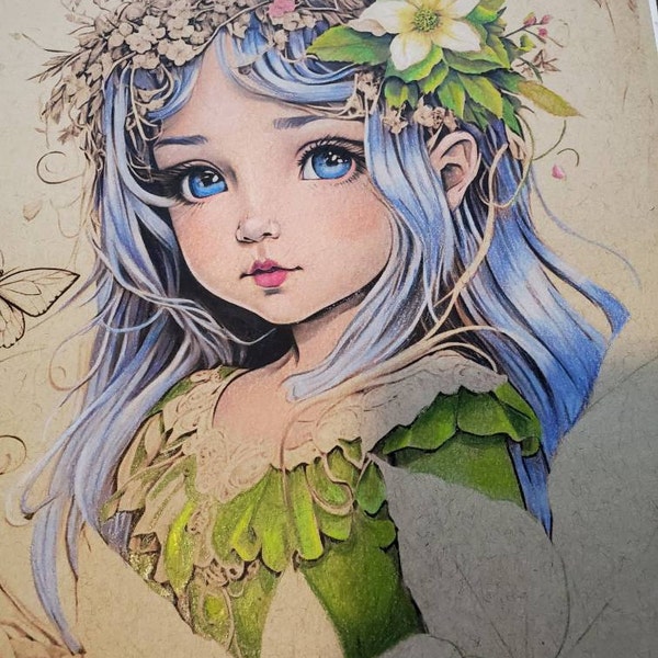 Cute Delicate Fairy Girls Coloring Pages - Printable Grayscale Coloring ...