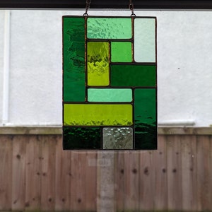 Rainbow Stained Glass Suncatcher Abstract Geometric Panel Hanging Panel ...