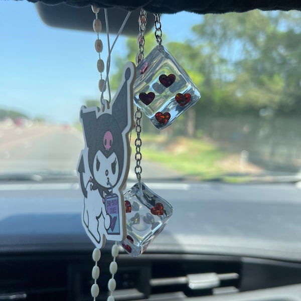 Ice Cube Rear View Mirror Hangers With Hot Pink Sparkle Hearts and ...