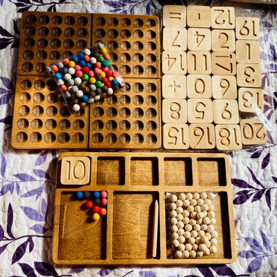 Numbers, Counting, Sorting Tray Natural Montessori Learning Toys ...