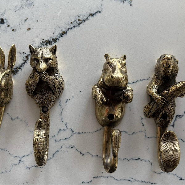 Brass Beaver-shaped Wall Hook, Sturdy Decorative Hook. Wall Hooks ...