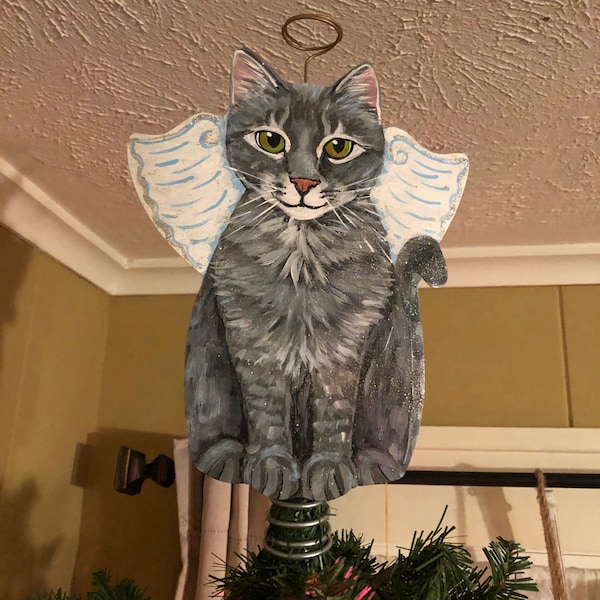 Custom Cat Tree Topper, Cat Memorial Gift, Christmas Tree Topper ...