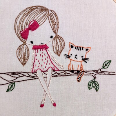 Embroidery Kit Me and Kitty Hand Embroidery - Etsy UK