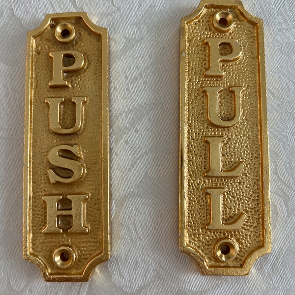Vintage Victorian English Style Brass Plated PUSH & PULL Door Sign ...