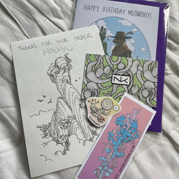 Cat Cowboy Birthday Gift Card A6 by Mandrawke Meow Kitty Spaghetti ...