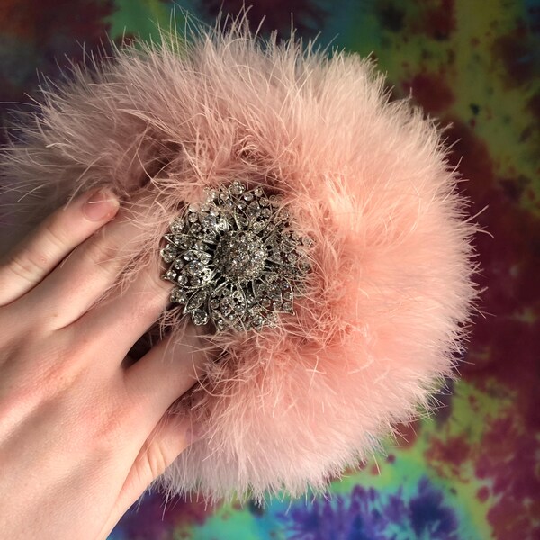 Powder Puff Body Dusting Powder Puff off White Fur Puff With Pink Down ...