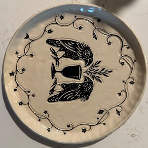 Snake Spirit Tray Black Sgraffito/shiny Glaze Off-white Clay Small ...