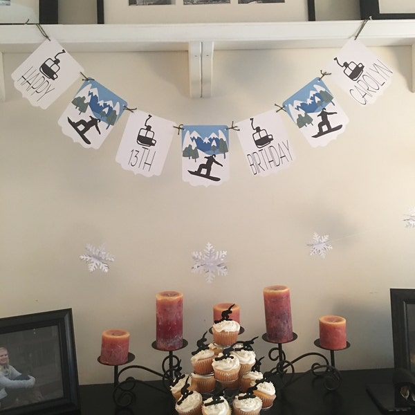 Skiing Birthday Banner - Personalized Skiing Birthday Garland - Skiing ...